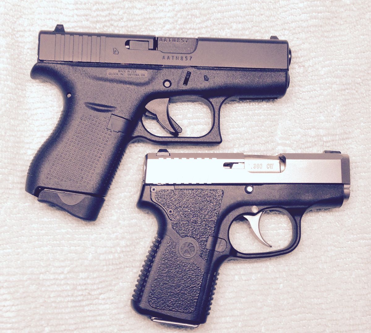 Glock 42 vs Kahr CM9 size comparison. | Springfield XD Forum